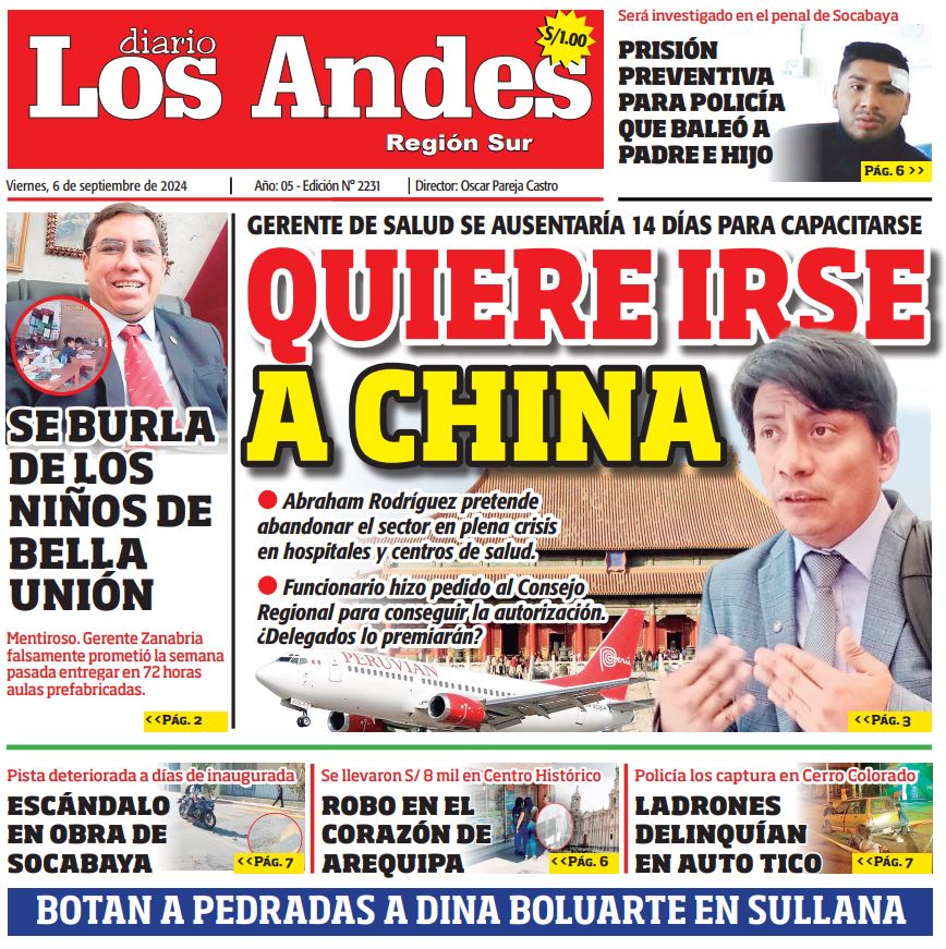 Arequipa: Diario Los Andes 06/09/2024 - Diario los Andes