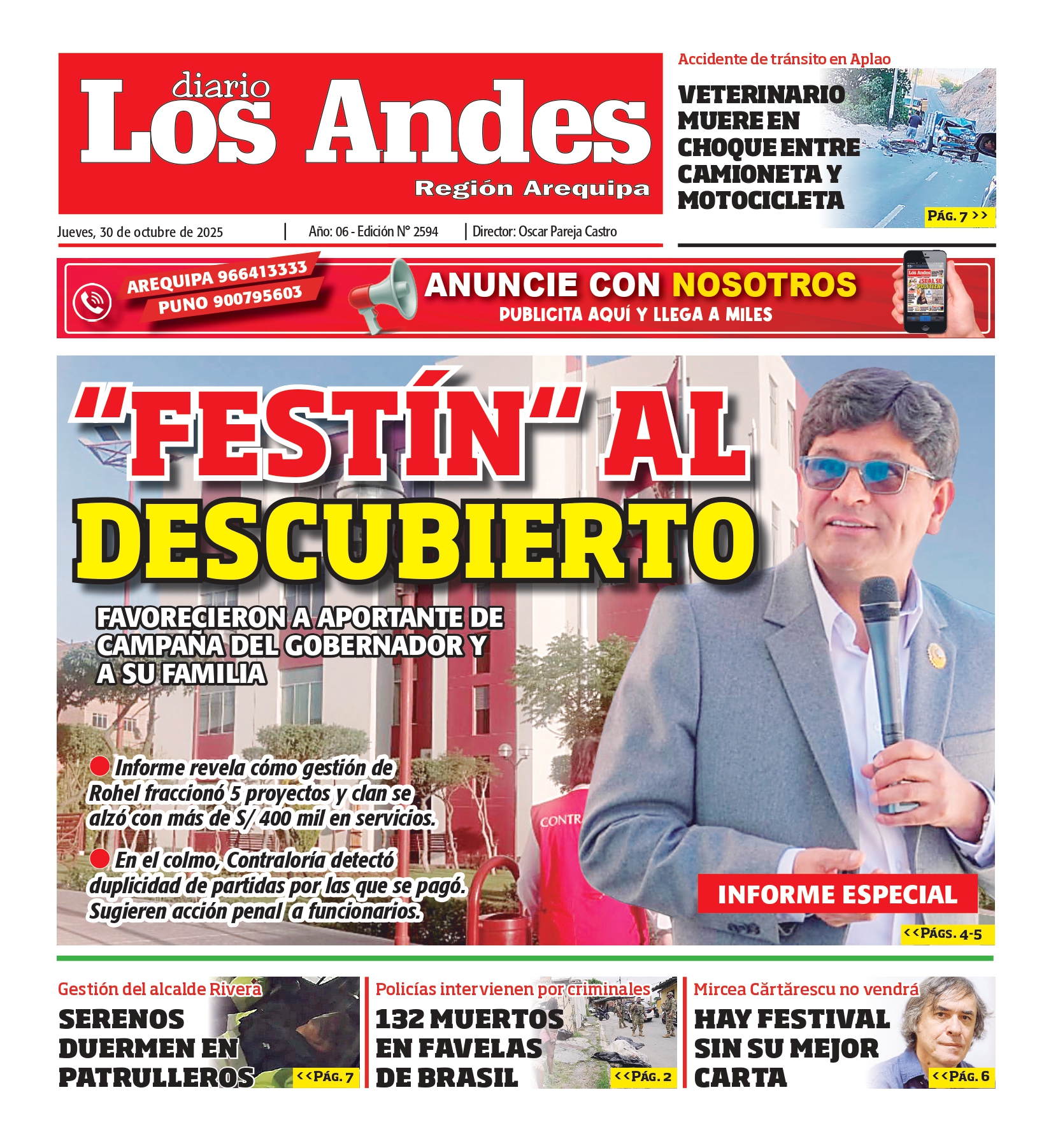 AREQUIPA: Diario Los Andes 30/10/2025 - Diario los Andes