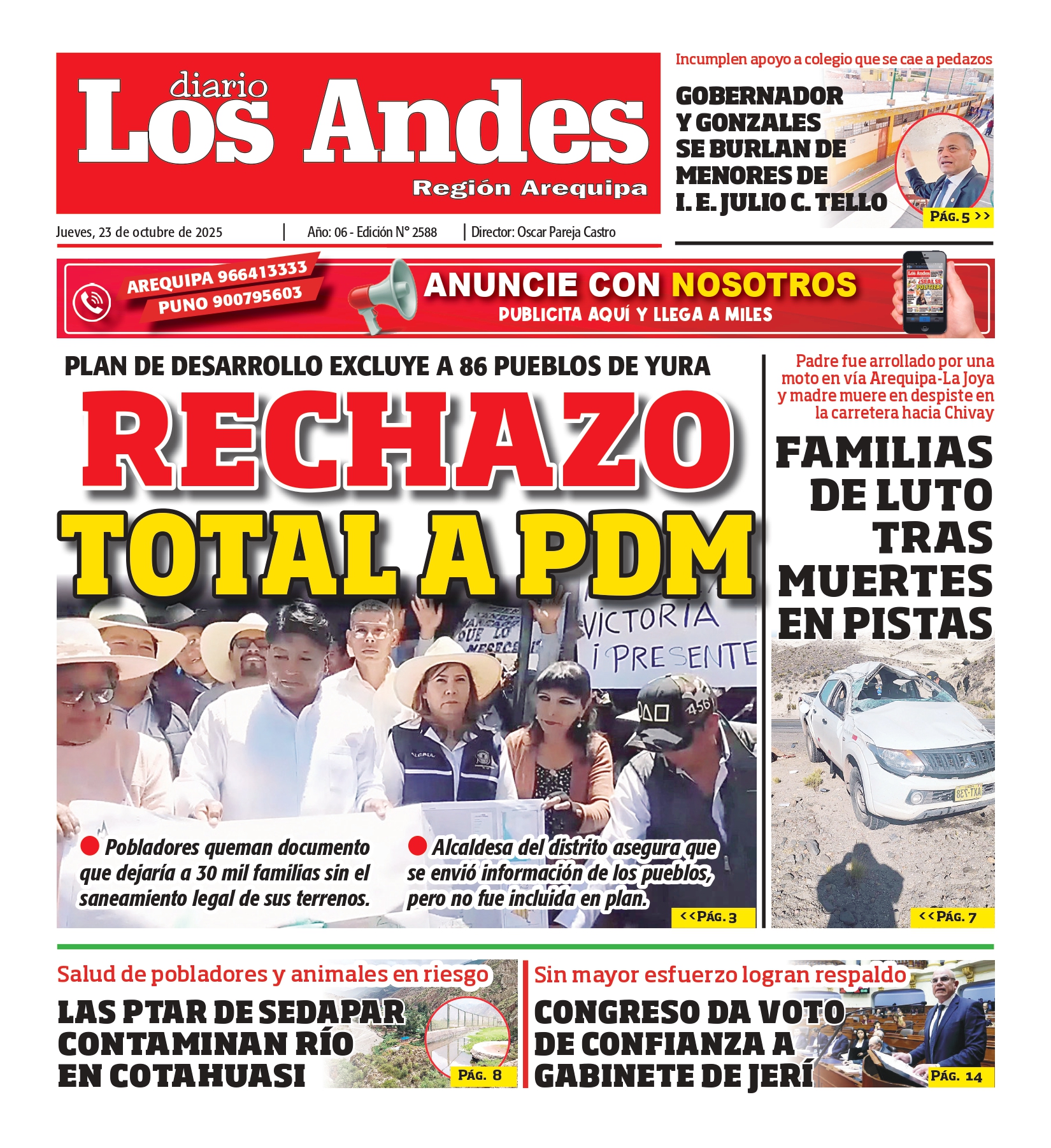 AREQUIPA: Diario Los Andes 23/10/2025 - Diario los Andes