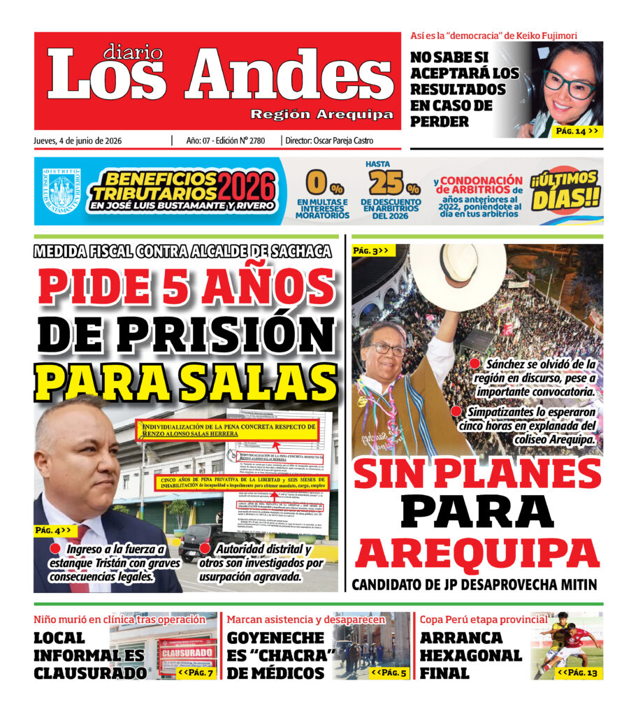 DIARIO LOS ANDES AREQUIPA: 04/06/26 - Diario los Andes