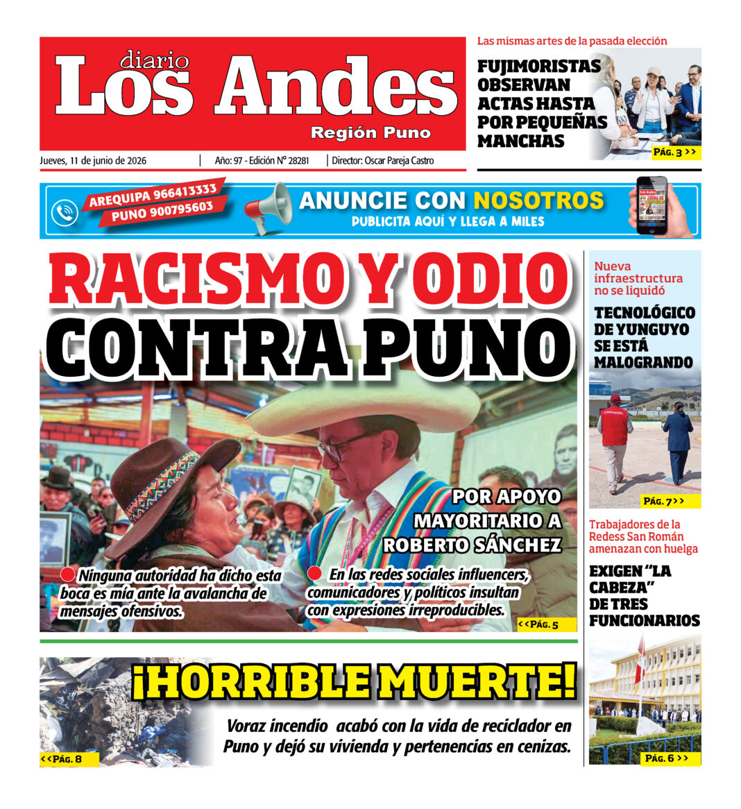 DIARIO LOS ANDES PUNO: 11/06/26 - Diario los Andes